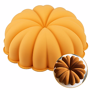 AILEHOPY Large 9 Inch Cake Pan Silicone Mold -Halloween Pumpkin Shaped Cake Mold Baking for Cake, Brownie, Toast with Thanksgiving Christmas Cake Mold