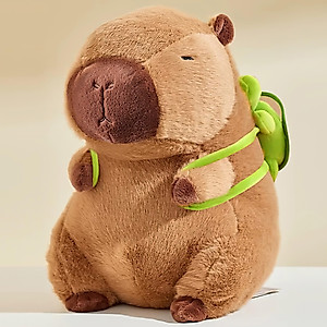 redaica 9.8in Capybara Plush Cute Capybara Stuffed Animals with Turtle Backpack, Kawaii Capibara Plushie Toys for Kids, Rodents Animals Pet Doll Soft Hugging Pillow for Boys Girls Birthday Gift