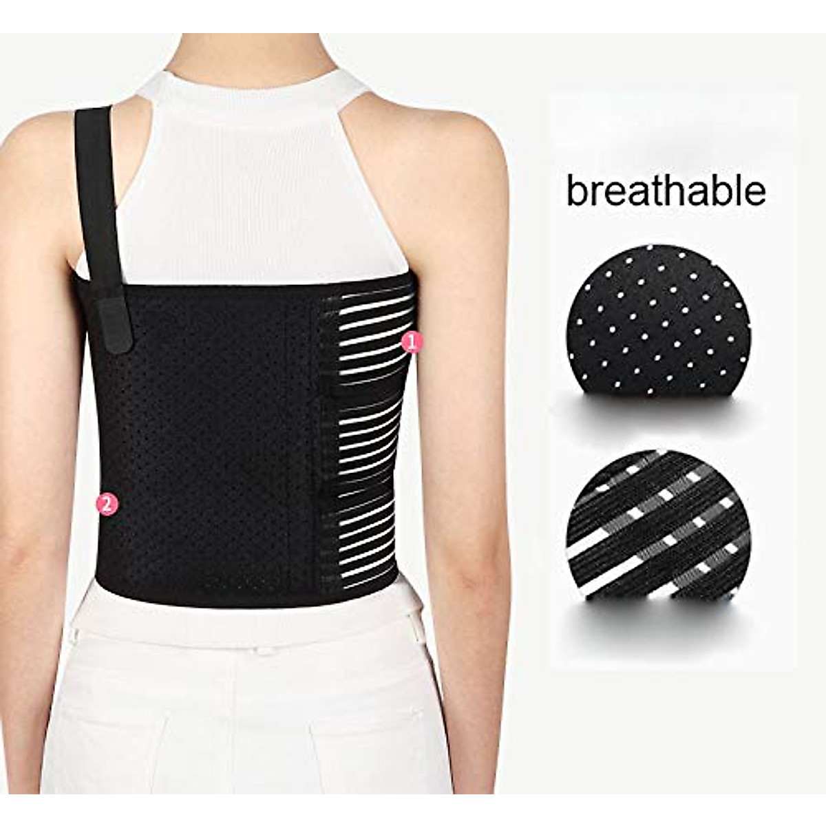 Solmyr Rib Brace Broken Rib Belt, Chest Brace Elastic Rib Support Brace for Men and Women, Chest Binder to Reduce Rib Cage Pain, Breathable Chest Wrap Belt for Sore or Bruised Ribs Support, Sternum