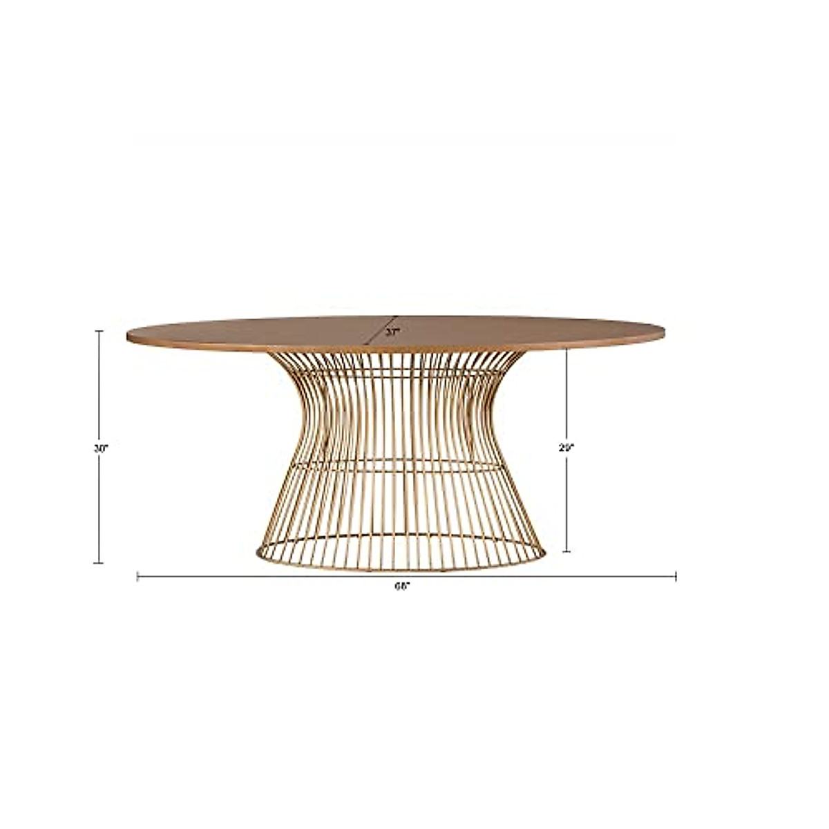 INK+IVY Mercer Dining Oval Solid Wood Tabletop, Metal Wire Frame Base Mid-Century Modern Style Dinner Tables, 70" Wide, Bronze
