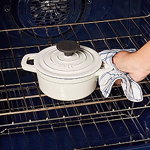 Smith & Clark 1-Quart Enameled Cast Iron Dutch Oven Pot with Lid, Ivory White