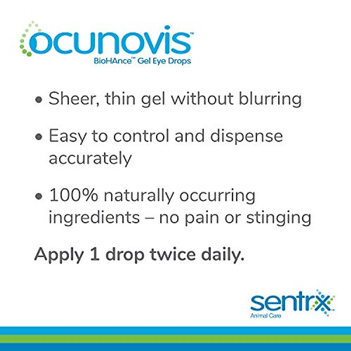 Sentrx Ocunovis Gel Eye Drops for Dogs & Cats, Eye Lube for Dogs Allergy Relief Lubricant, Dogs with Dry Eyes, Artificial Tears, 5 ml