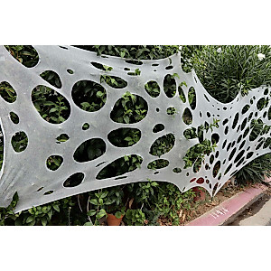 Giant Spider Web Halloween Decorations Outdoor, Stretchy 450 sqft Spooky Spider Web, Cut-Your-Own Flexible Spider Webbing for Halloween Party, Haunted House Outdoor Indoor