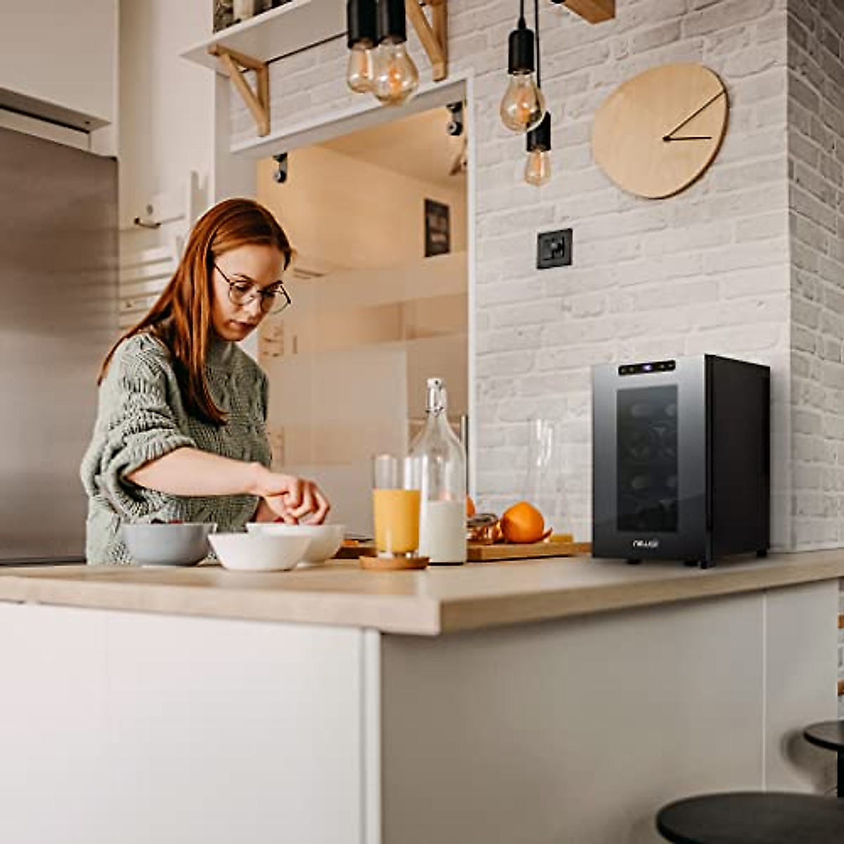 NewAir Shadow-T Series Wine Cooler Refrigerator | 8 Bottle | Countertop Mirrored Compact Wine Cellar with Triple-Layer Tempered Glass Door | Vibration-Free & Ultra-Quiet Thermoelectric Cooling