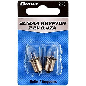 Dorcy - 411662 2C/2AA-2.2-Volt, 0.47A Bayonet Base Krypton Replacement Bulb, 2-Pack (41-1662) Clear