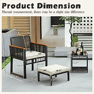 5 piece Outdoor Patio Furniture Set Outdoor Furniture Set with Table&Ottoman Patio Chairs Set of 2 Wicker Patio Set Patio Conversation Sets Outside Bistro Set for Porch Balcony Backyard Pool Deck Pool