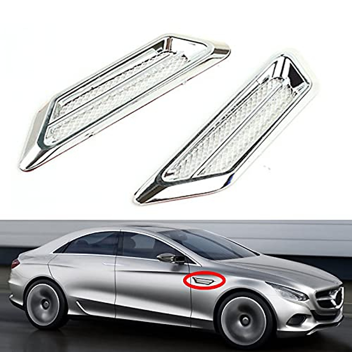 Azoepart 1 Pair Universal Car Air Flow Chrome Fender Side Vent Decor Sticker Air Flow Vent Door Hood Self-Adhesive Decal accesory for Car SUV Truck Wheel Well Arch or Side Bumper/Fenders,Black