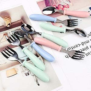 8 Pieces Toddler Utensils, Stainless Steel Toddler Spoons and Forks Kids Silverware Toddler Silverware Set for Safe Dining Baby Utensils (4 Set)