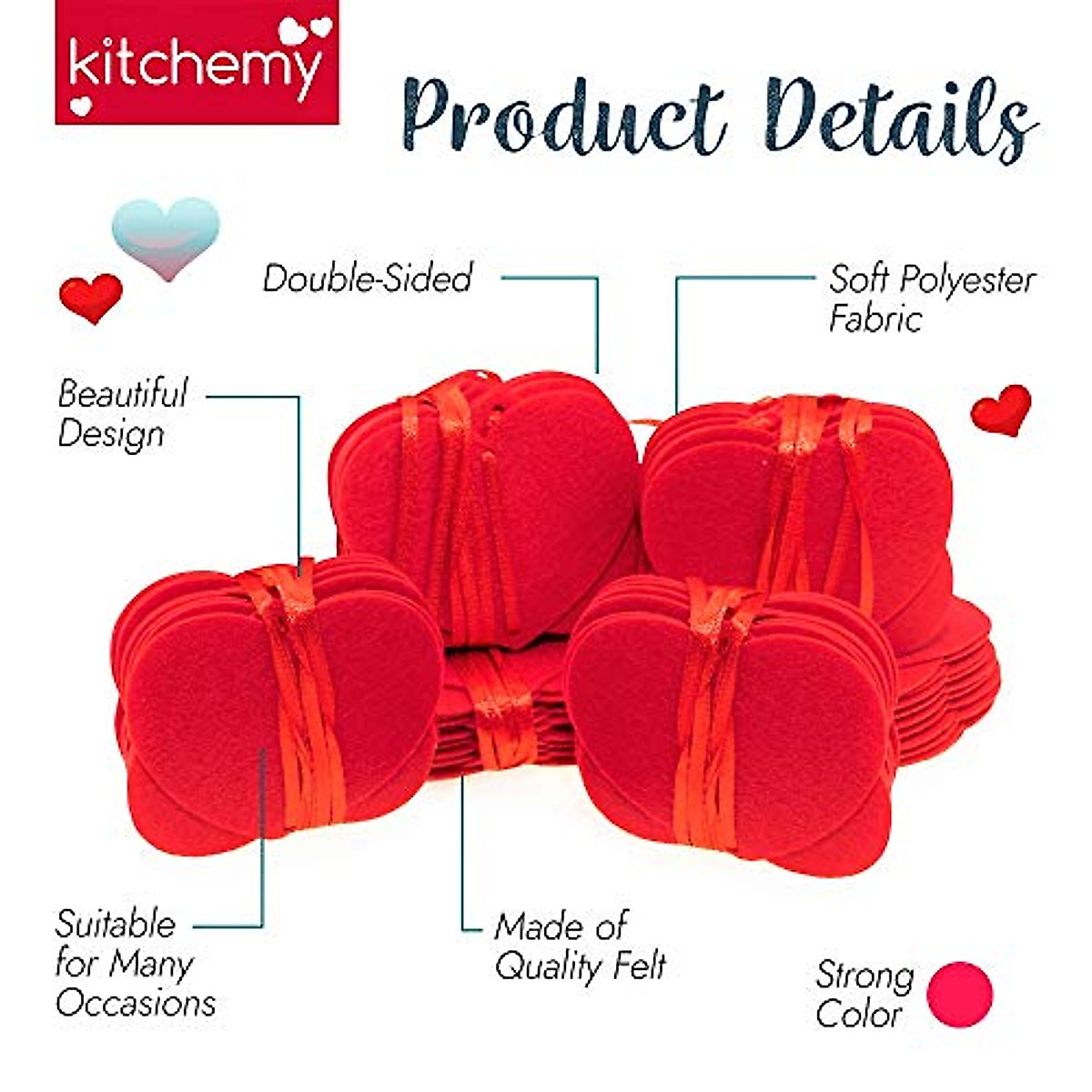 120 Valentines Day Decorations for Home Decor – Pre-Assembled Red Hearts Felt Garlands Hanging Decoration for Valentine's Day Wedding Anniversary Happy Engagement Party Birthday Window Kissing Prop