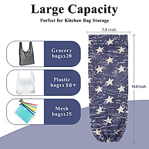 TOGETRUE Plastic Bag Holder, Wall Mount Plastic Bag Organizer Dispenser, Heavy Duty Grocery Bag Storage Holder for Home Kitchen Camper (Blue Stars)