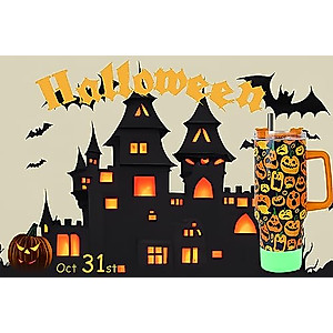 Sekirou 2Pcs Silicone Boot Cover for Stanley H2.0 40/30 oz Tumbler with Handle, Protective Water Bottle Bottom Bumper Cover for Cup Boot Accessories (Halloween Glow)