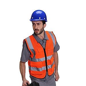 HYCOPROT High Visibility Mesh Safety Reflective Vest with Pockets and Zipper, Meets ANSI/ISEA Standards