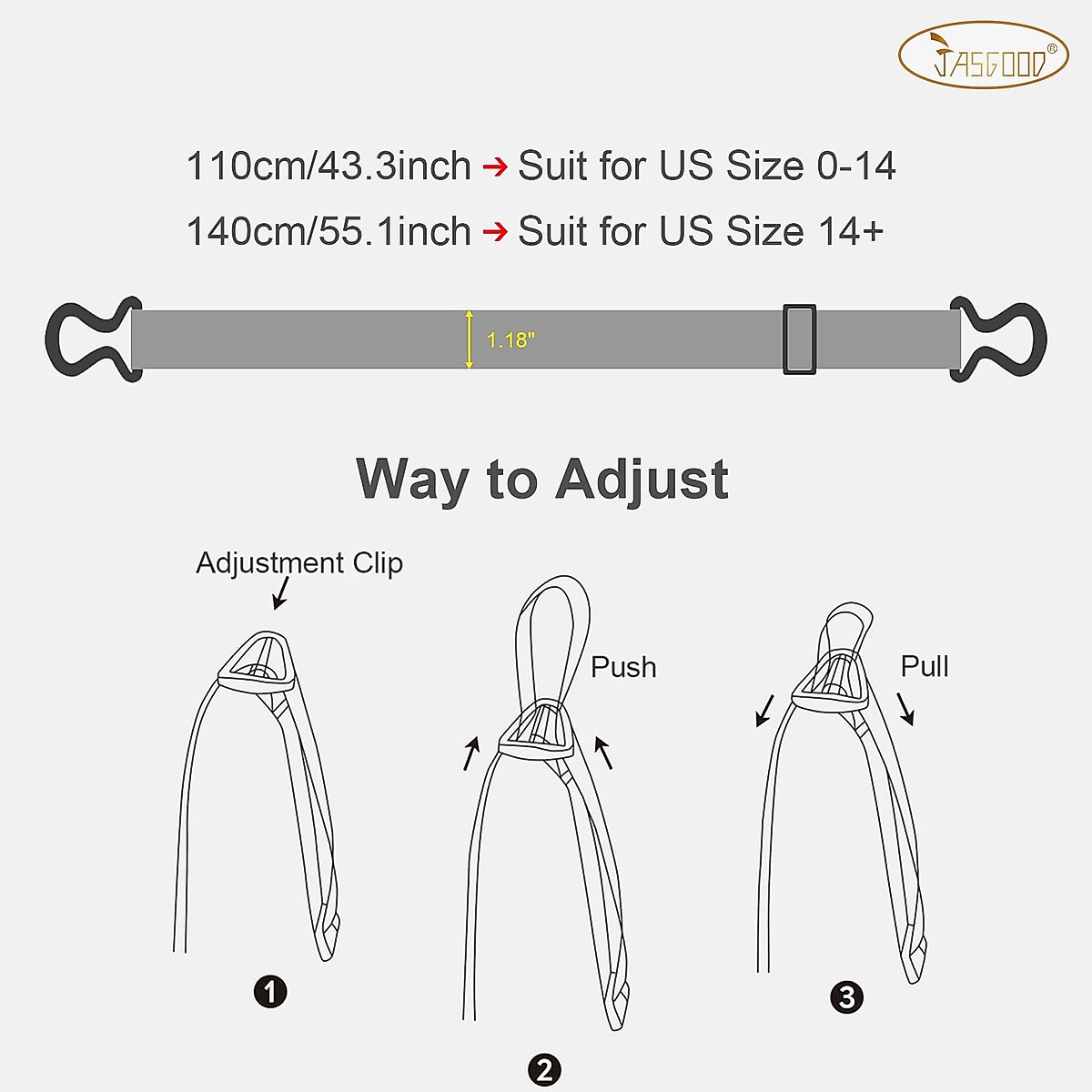 JASGOOD Womens Invisible Belt Comfortable Elastic Adjustable No Show Web Belt Stretchy Belt, J-White,Suit for US Size 0-14