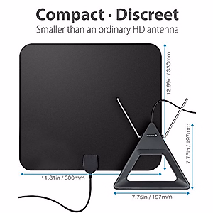 Fosmon HDTV Antenna 25-40 Miles Range, Indoor Rabbit Ear TV Antenna, Retractable Dipoles [Wall Mountable or Tabletop] with 5FT Cable Support 4K Ready, ATSC 3.0, UHF, VHF, 1080p Free TV Channel