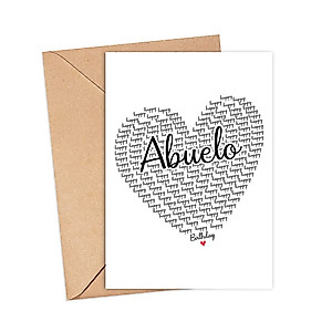 Happy Birthday Abuelo Card - Cute Happy Birthday - Birthday Greeting Card - Sweet Birthday Card For Abuelo - Anniversary-Thank You Card - Heart Happy Birthday Mom - I Love You Abuelo Card