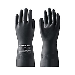LANON Rubber Chemical Resistant Gloves, Reusable Heavy-duty Safety Work Gloves, Acid & Alkali Protection, Non-Slip, X Large
