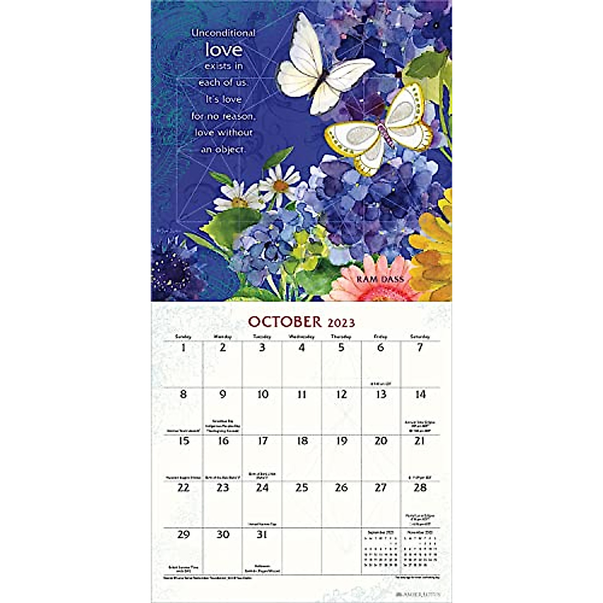 Be Here Now 2023 Wall Calendar: Teachings from Ram Dass | 12" x 24" Open | Amber Lotus Publishing