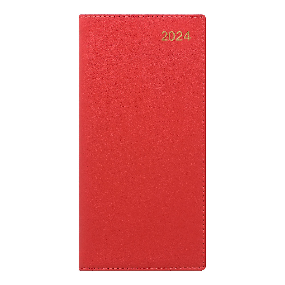 Letts of London Belgravia Weekly/Monthly Planner, 12 Months, January to December, 2024, Appointments, Horizontal, Slim Size, 6.625" x 3.25", Red (C33SRD-24)