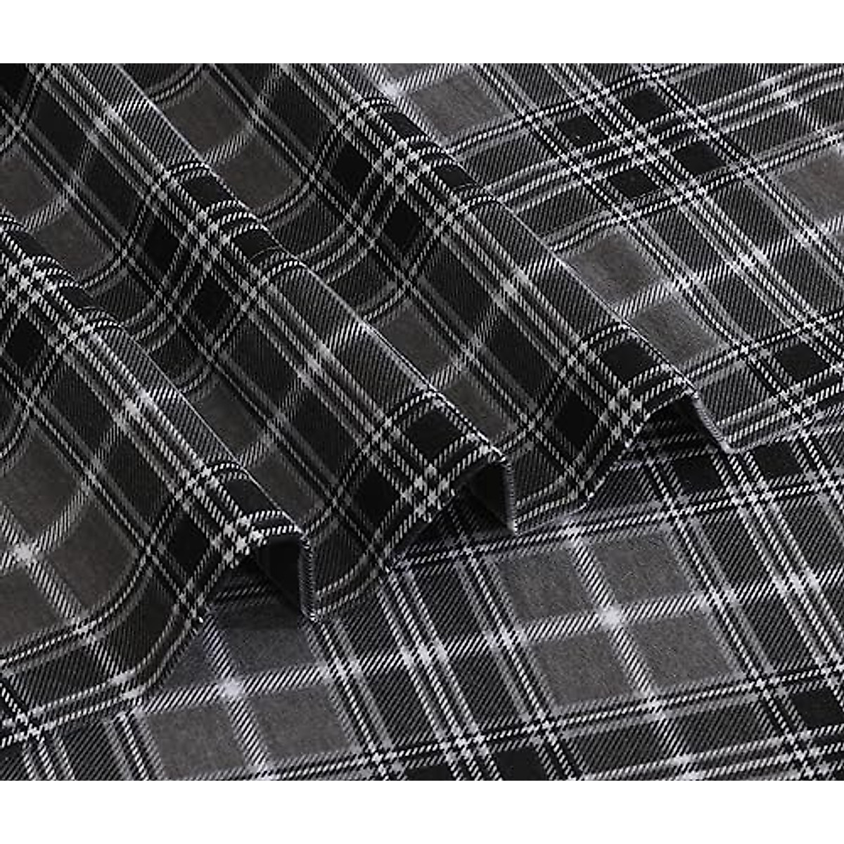 RUVANTI Flannel Sheets Twin Size - 100% Cotton Brushed Flannel Bed Sheet Sets - Deep Pockets 16 Inches (fits up to 18") - All Seasons Breathable & Super Soft - Warm & Cozy - 3 Pcs - Grey Plaid