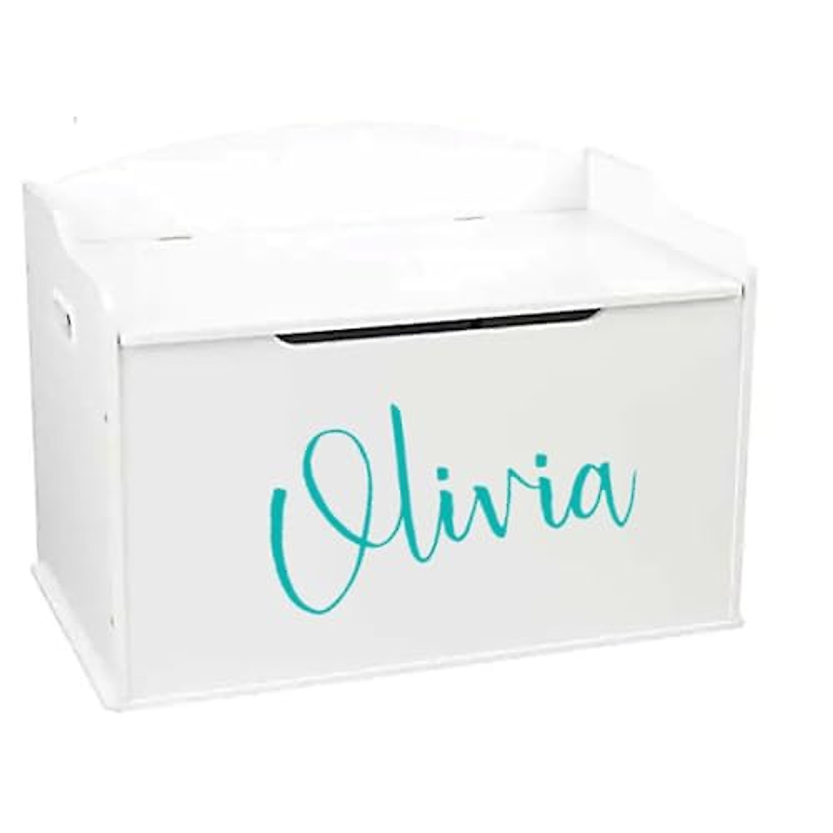 KidKraft Personalized Austin Toy Box - White Wooden Storage Bench with Lid for Kid & Toddler Room - Playroom Organizer for Girls & Boys
