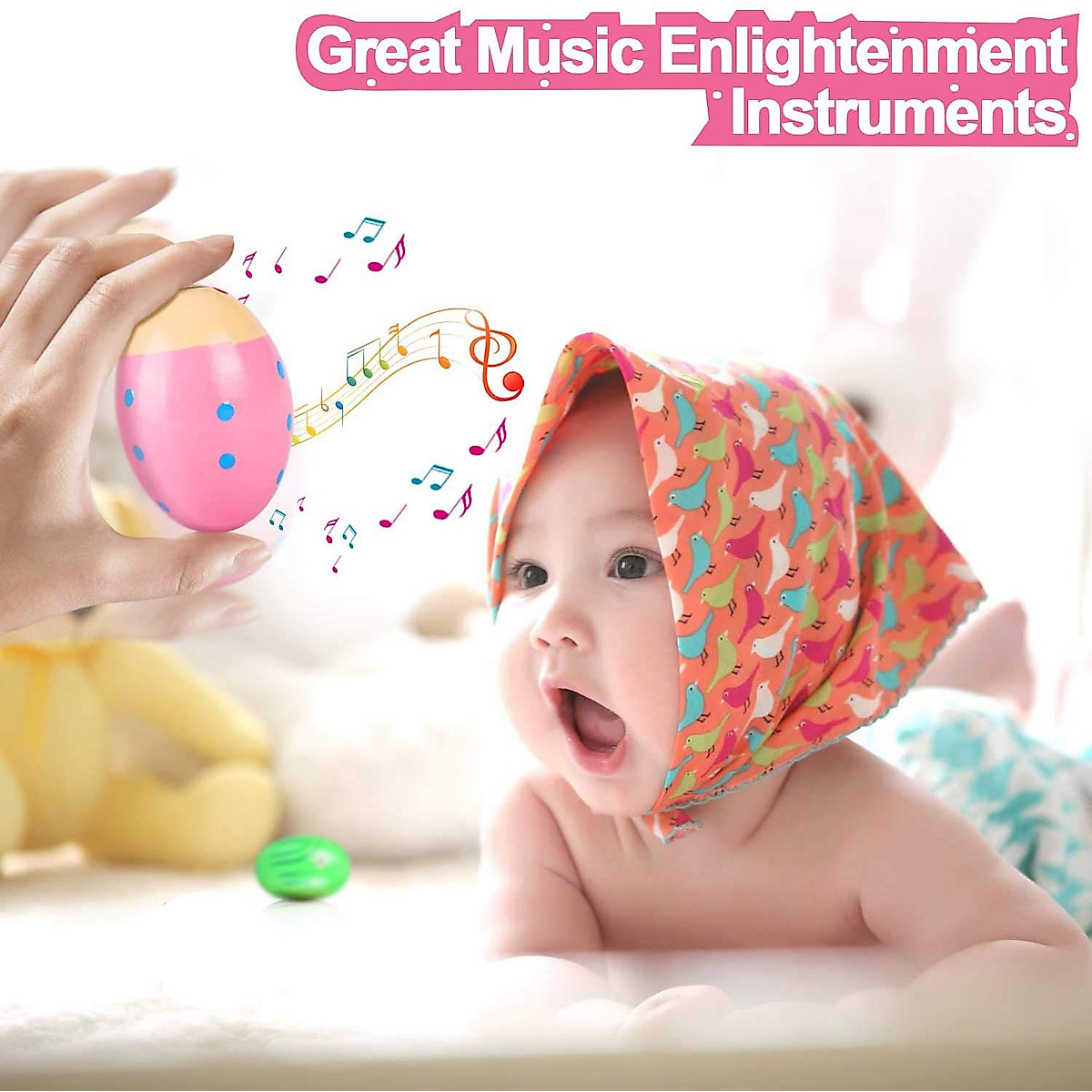 6 Pack Easter Eggs Wooden Percussion Musical Shake Eggs Easter Egg Shakers for Kids Boys Girls Toddlers Easter Gifts Easter Basket Stuffers Fillers