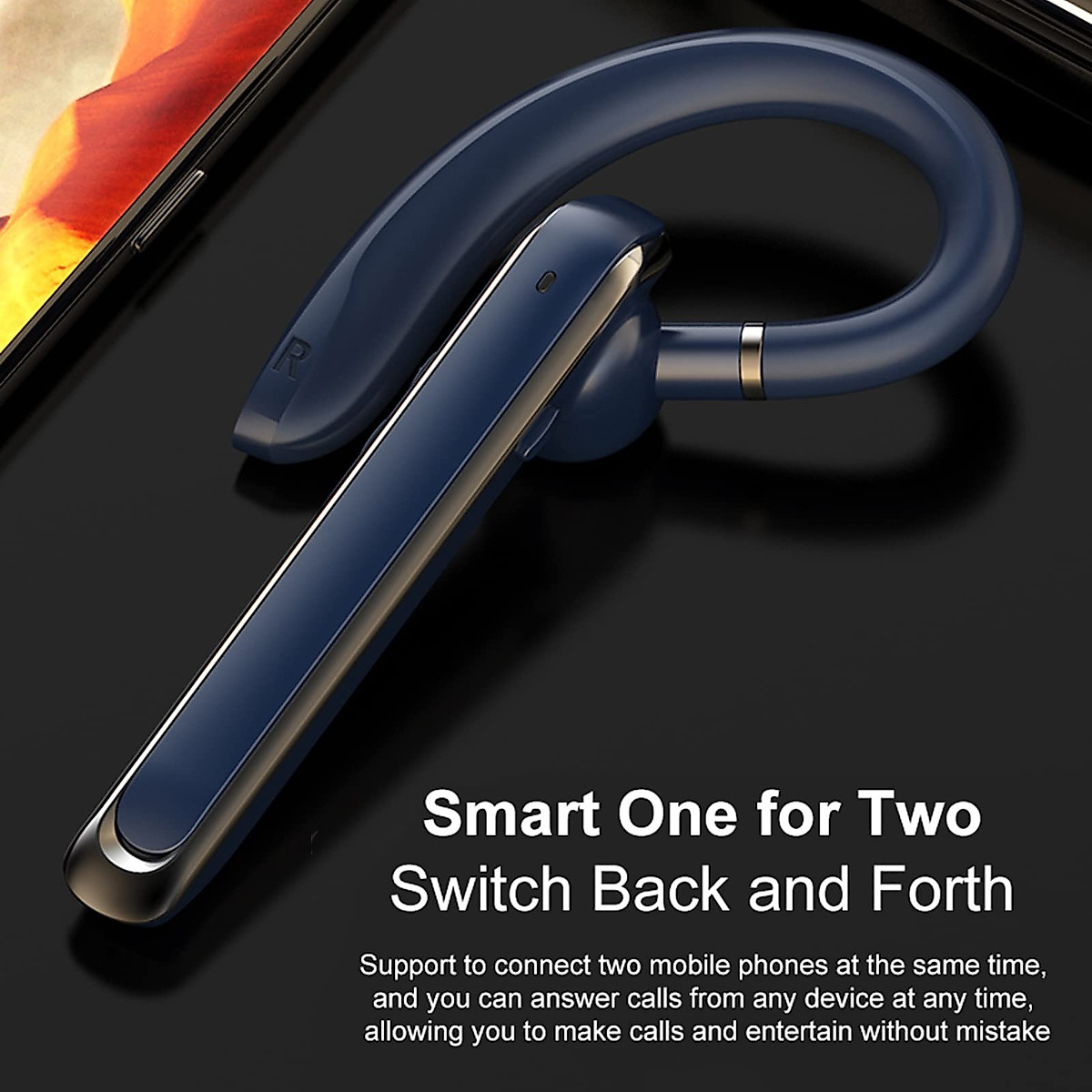 Lymoc Non in-Ear Design Bluetooth Earphones,ENC Wireless Earpieces Noise Cancelling 180 Degree Ear Hooks Headsets Handsfree with Mic Compatible for iPhone Android Business/Office/Driver