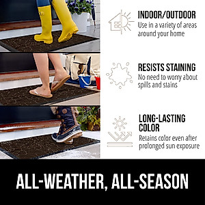 Gorilla Grip 100% Waterproof All-Season WeatherMax Doormat, Durable Natural Rubber, Stain and Fade Resistant, Low Profile, Indoor Outdoor Door Mats, Easy Clean Entrance Mat, 17x29, Dark Brown Pebble