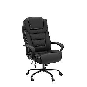 Big & Tall Home Office Chair Desk Chair Executive Chair 500LBS Ergonomic High Back Leather Computer Chair with Lumbar Support Headrest Massasge Height Adjustable Swivel Task Chair for Adult Women Men