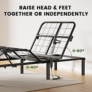Marsail Twin XL Adjustable Bed Base Frame, 3 Options Heights 8" 10" 13" Head and Foot Incline, 4 USB Ports and 5 Min Assembly for Lounging, Reading, Reduce Snoring and Acid Reflux