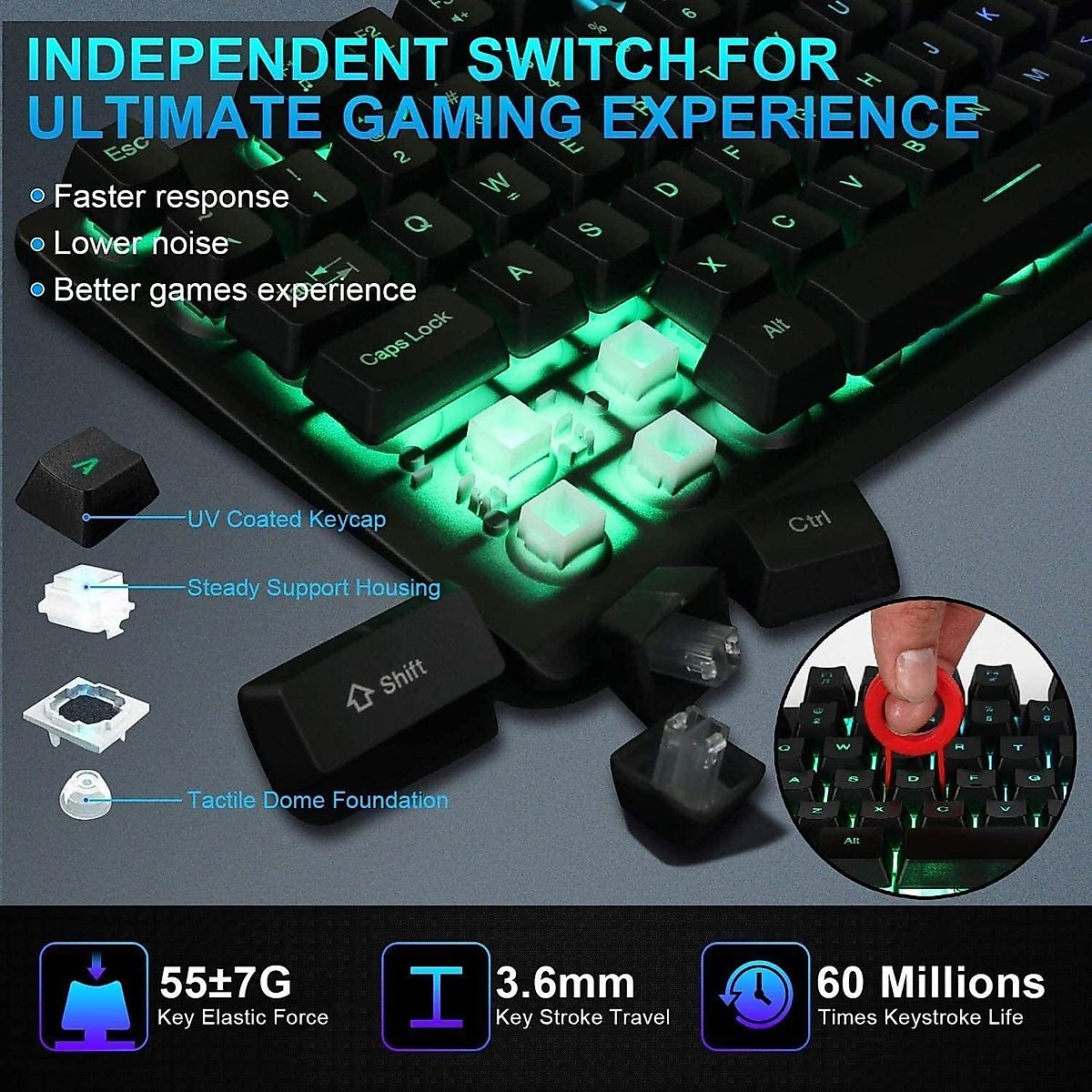 XYLXJ Computer Keyboard and Mouse Combos, Wired Gaming Keyboard Mechanical Feeling Backlit Keyboards USB Keyboard Waterproof Computer Game Keyboards