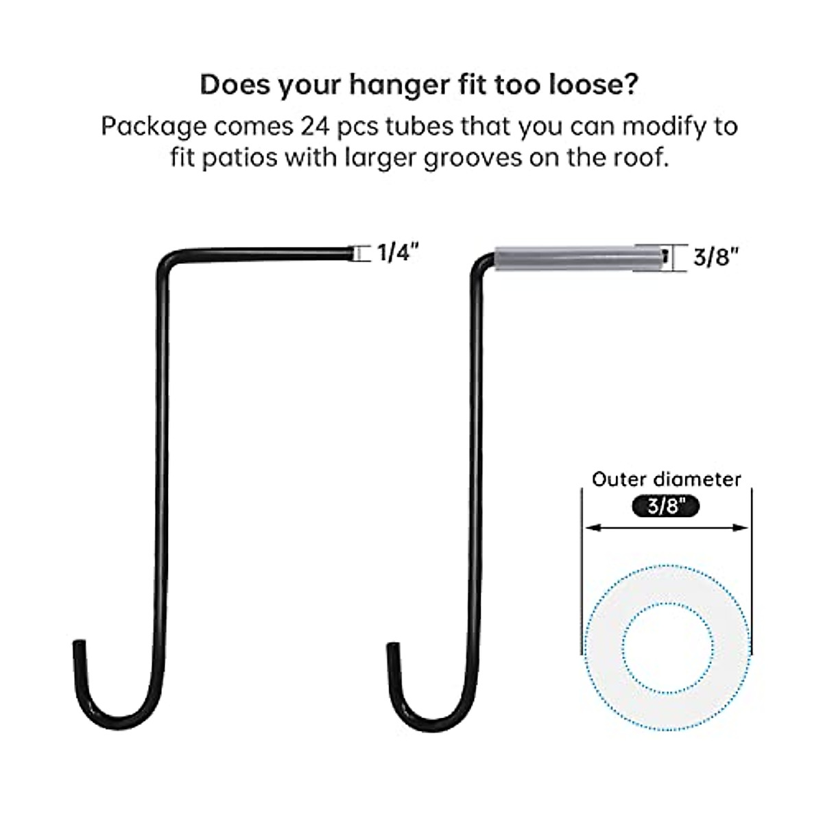 POKUULA 12Pcs Powder Coated Steel Hooks Hanger for Solid Roof Non-Insulated Patio Cover Fits for String Lighting and Lightweight Decorations 3*8 Inch (Black)