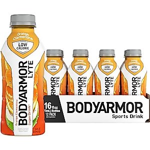 BODYARMOR LYTE Sports Drink Low-Calorie Sports Beverage, Orange Clementine - Orange Citrus, Flavors With Vitamins, Potassium-Packed Electrolytes, Perfect For Athletes, 16 Fl Oz (Pack of 12)