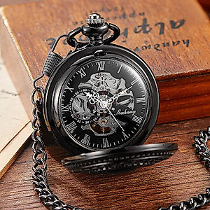 Retro Mechanical Pocket Watch Hand Winding Steampunk Roman Numerals Fob Watch