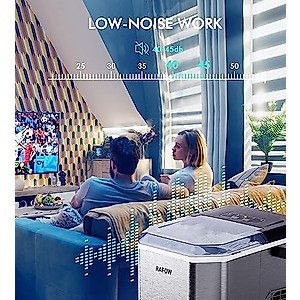 Ice Maker Countertop - Portable Ice Machine Makes 26 lbs of Ice in 24 Hours, 9 Ice Cubes in 6 Minutes, Self-Cleaning - Compact Nugget Ice Maker with Scoop and Basket for Home, Kitchen, and RV (Silver)