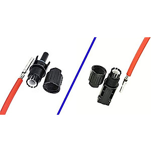 1 Pair Black + Red 10AWG(6mm²) Solar Connector Solar Adaptor Cable Solar Panel Extension Cable Wire Solar Connector Solar Extension Cable with Female and Male Connectors (3 FT)
