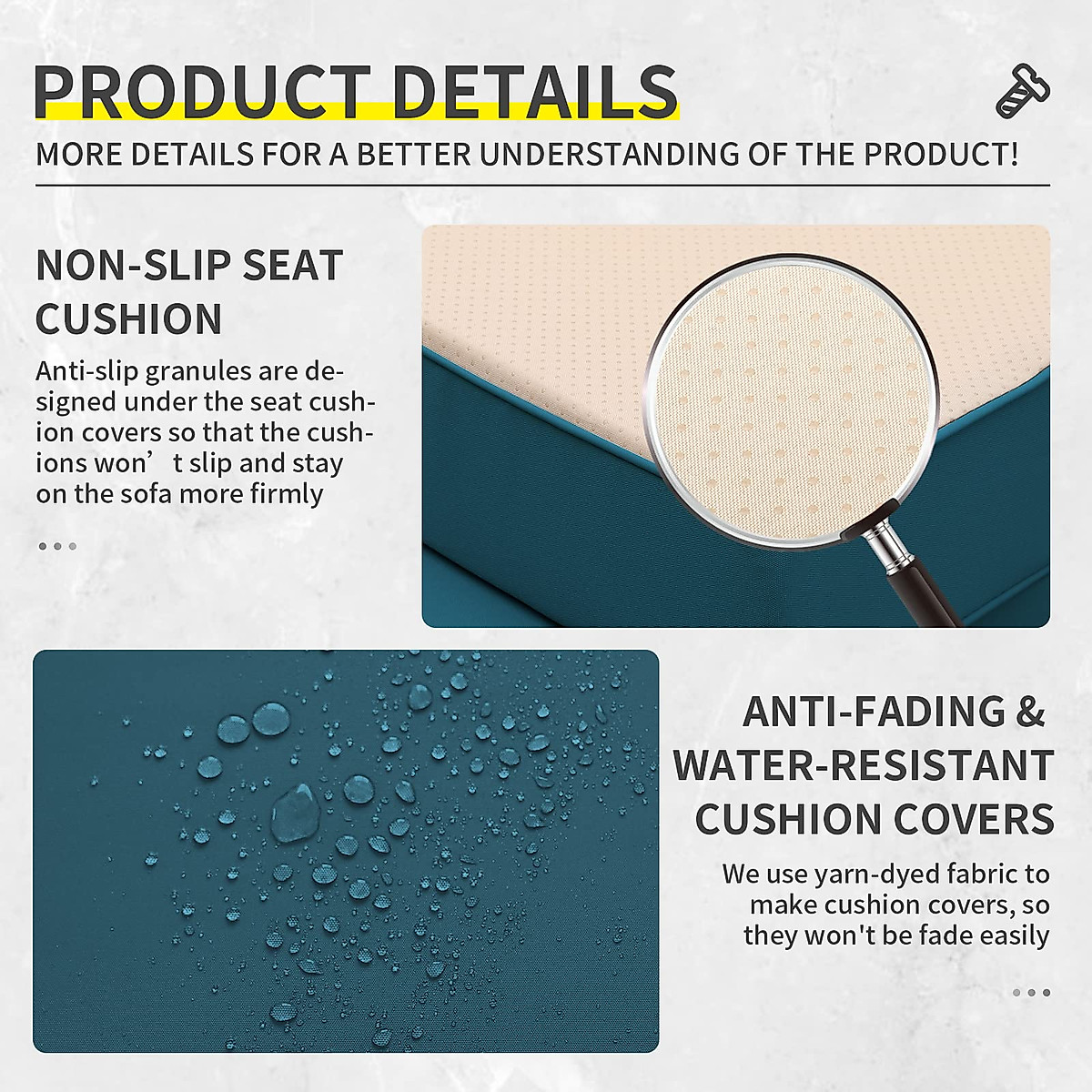 Lviden 6 Pieces Wicker Patio Furniture Sets Outdoor Conversation Set PE Rattan Sectional Sofa Couch with Storage Table and Peacock Blue Cushions