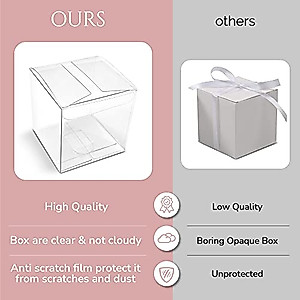 75 pcs 2x2x2 Inch Clear PET Macaron Boxes, Wedding Plastic Boxes, Treat Candy Boxes, Small Clear Boxes for Gifts, Clear Party favor Boxes, Clear Cupcake Boxes with Free Gold Wrapping Ribbon