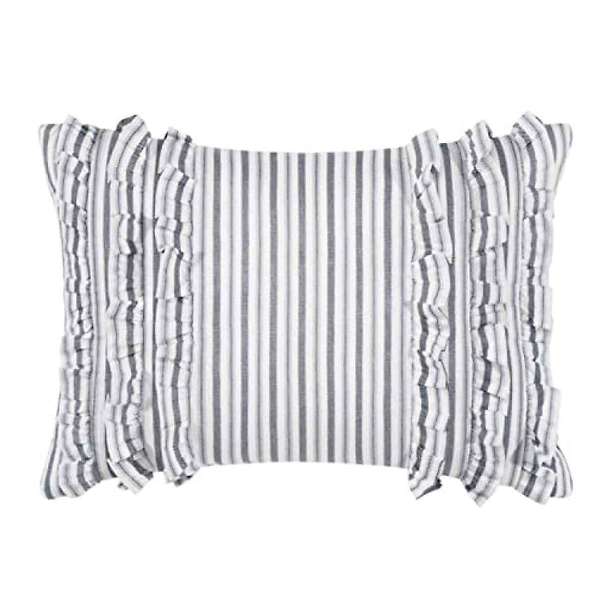 Laura Ashley Home - King Comforter Set, Reversible Cotton Bedding, Includes Matching Shams with Bonus Euro Shams & Throw Pillows (Annalise Grey, King)