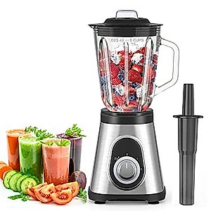 Countertop Blender, 750W Blender Smoothie with 2 Adjustable Speeds, Smoothie Blender Maker with 1.5L Glass Jug, 6 Sharp Stainless Steel Blades for Smoothie, Milk Shake, Frozen Fruit and Ice Crush