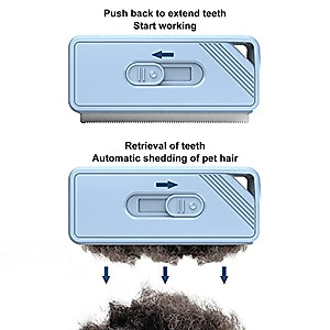 Self Cleaning Slicker Brush for Dogs and Cats, Portable Pet Grooming Dematting Brush, Shedding Undercoat and Grooming Dog & Cat Brush for Grooming Long & Short Hair, Loose Fur, Tangled Hair(Sierra Blue)