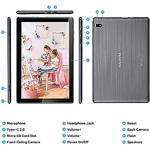 Android 11.0 Tablet, 10 Inch Tablet, 3GB RAM, 64GB ROM Support Wi-Fi 5+8 MP Dual Camera, Octa-Core Processor, HD IPS Screen, 128GB Expand, 6000mAh, Type-C Port, Brushed Texture Back