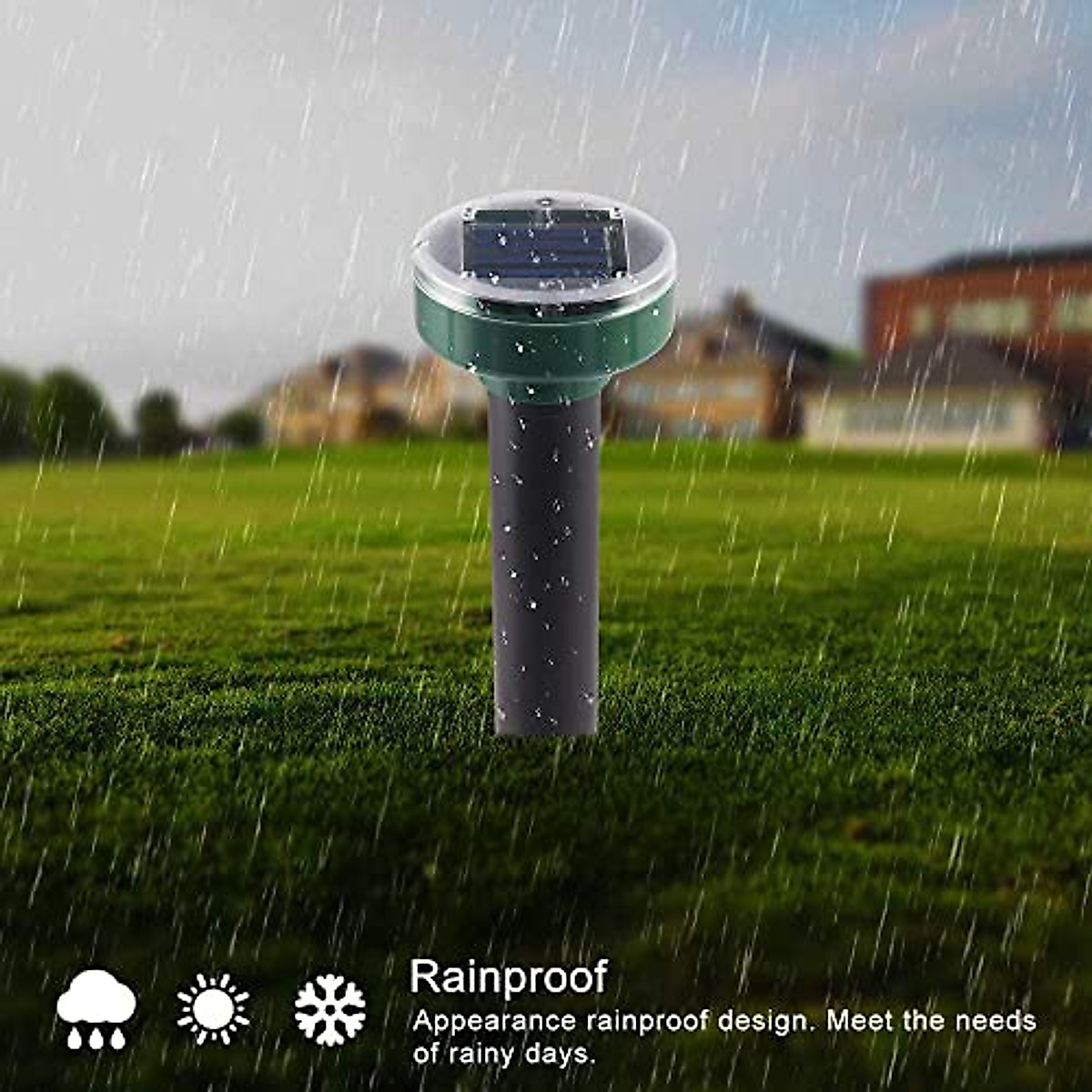 Solar Mole Repellent, Ultrasonic Mole Repellent Solar Powered, Outdoor Waterproof Ultrasonic Snake Repellent for Get Rid of Mole, Gopher, Snakes, Vole and Other Underground Pests (2 Pack)