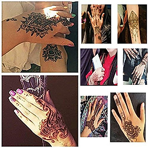 XMASIR 16 Sheets Temporary Henna Tattoo Kit, Reusable Tattoo Stencils Sets Indian Arabian Temporary Tattoo Templates Kit for Body Hand Art