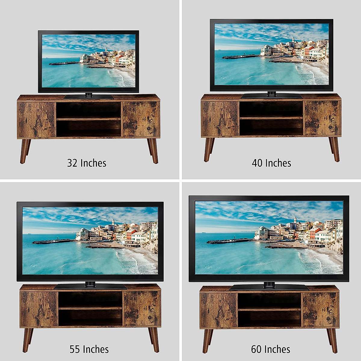 Zanzio ZA-LTV08BX 43.4" W Farmhouse TV Stand, Brown