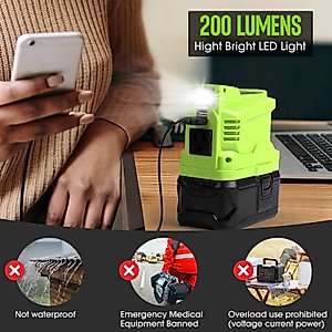 BTRUI for Ryobi Powered Inverter Generator 150 Watt for Ryobi 18V Battery, to 110v/120v AC output, Portable Power Source USB Charger Adapter, for Ryobi Power Station with LED Light