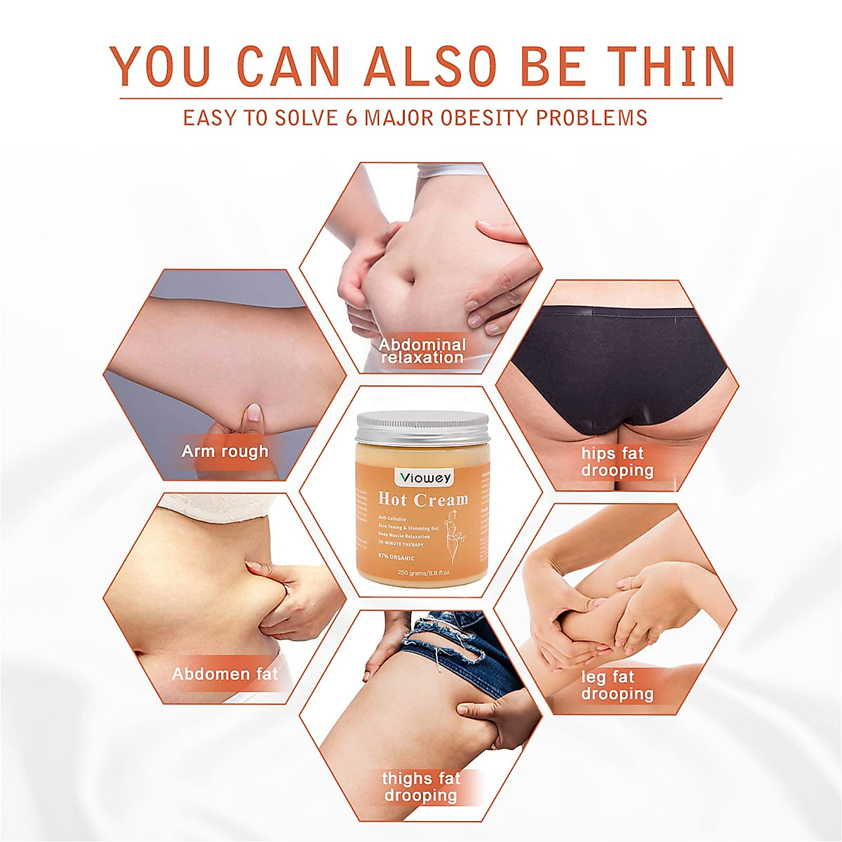 Hot Cream, Fat Burning Cream for Tummy, Abdomen, Belly, Legs, Arms, Buttocks and Waist, 8.8oz