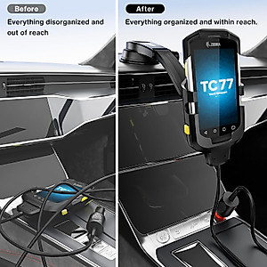 Car Mount Charger for Zebra Symbol TC77 TC70 TC72 TC75 TC70X TC75X Handheld Barcode Scanner - Vehicle Holder with 5V 2A Cigarette Lighter Charging Cable