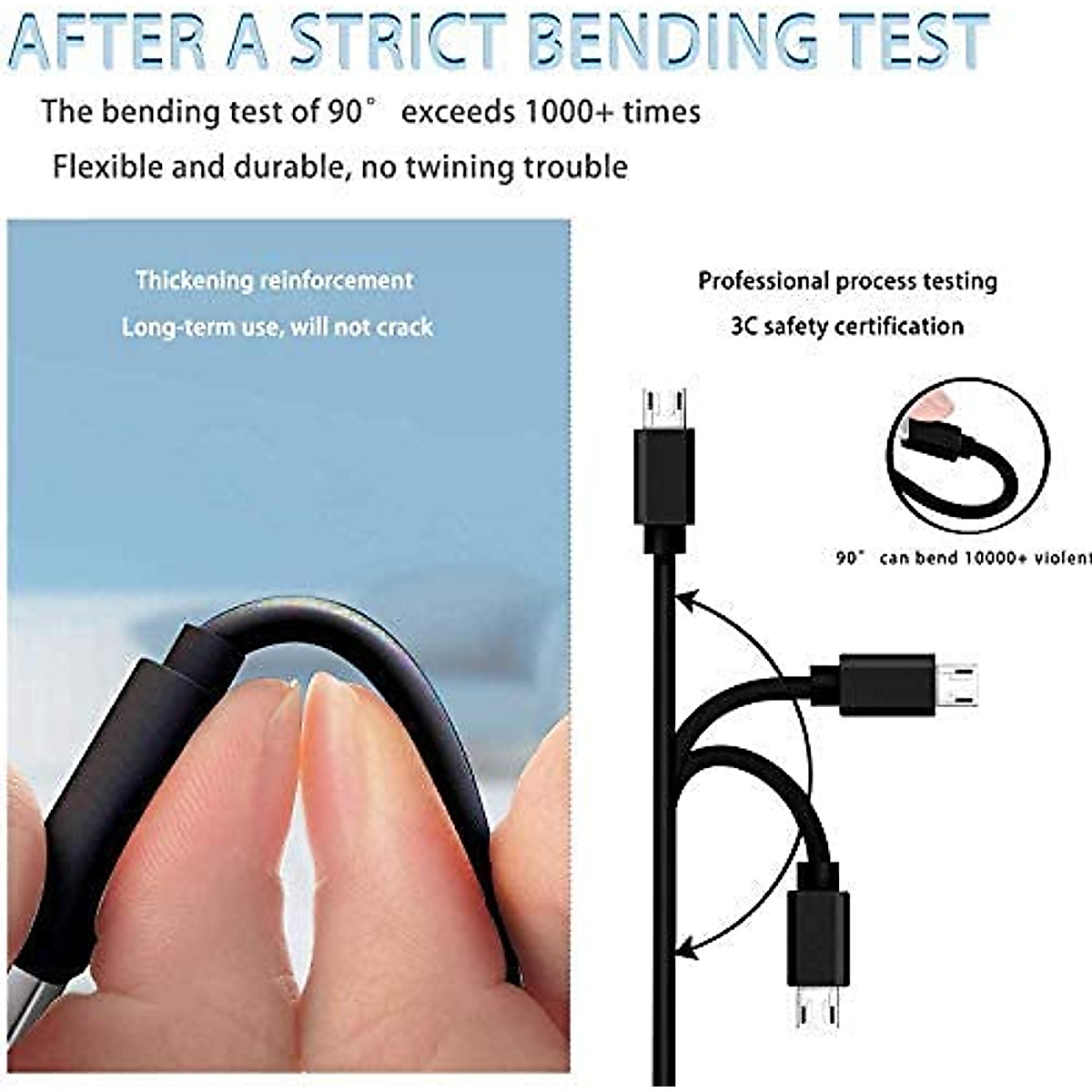 5FT Micro USB Charger Charging Power Cable Cord Compatible for Cowin e7 SE7 E9 E8 SE8 E7 Pro, Jabra Elite 45e 65t Evolve 75 65 Headphones,Bugani M83 M90 M99, Treblab HD7 FX100, BlueParrott Headsets