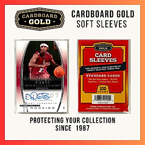 Cardboard Gold Penny Sleeves for Trading Cards - 1000 Count Card Protector Sleeves with Durable, Crystal-Clear Plastic for Baseball, Sports, Collector, Standard-Sized Cards 2-5/8” x 3-5/8” (67x94mm)
