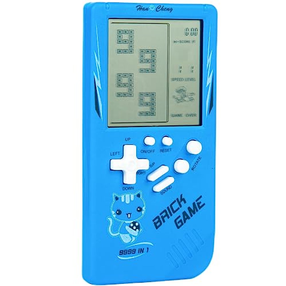 Nbguigdstr Brick Game Console,Retro Handheld Game Console,3.5-inch Large Screen Tank/Racing/Building Block Game,Built-in 23 Games(Blue)